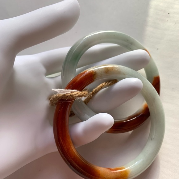 Antique | Jewelry | 738 Matched Pair Antique Burma Jadite Bangles Red ...